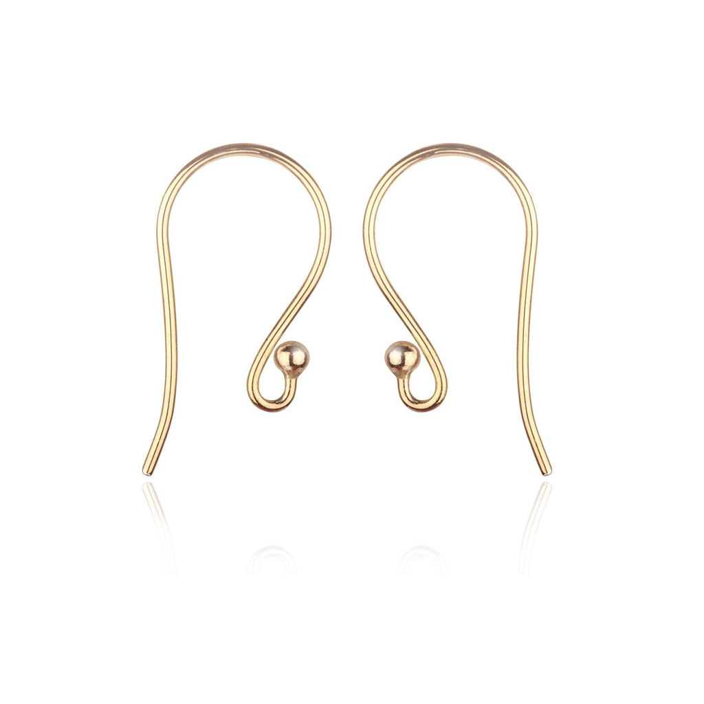 French Wire Earring Ball Hooks 14 k solid Gold - Size 20mm | The ...